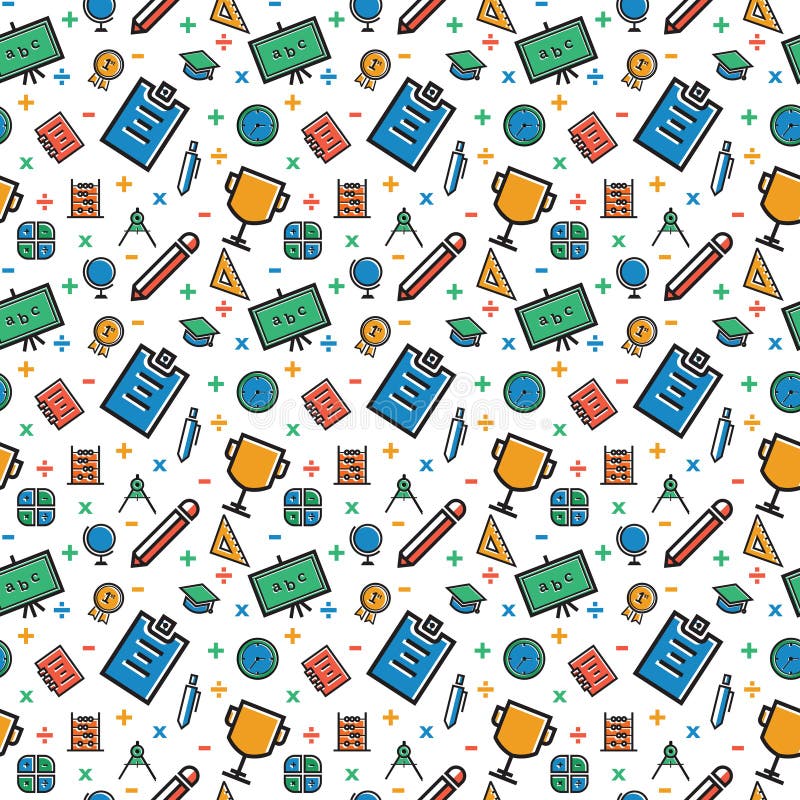 Seamless Pattern of Education Student Study at School Stock Vector ...