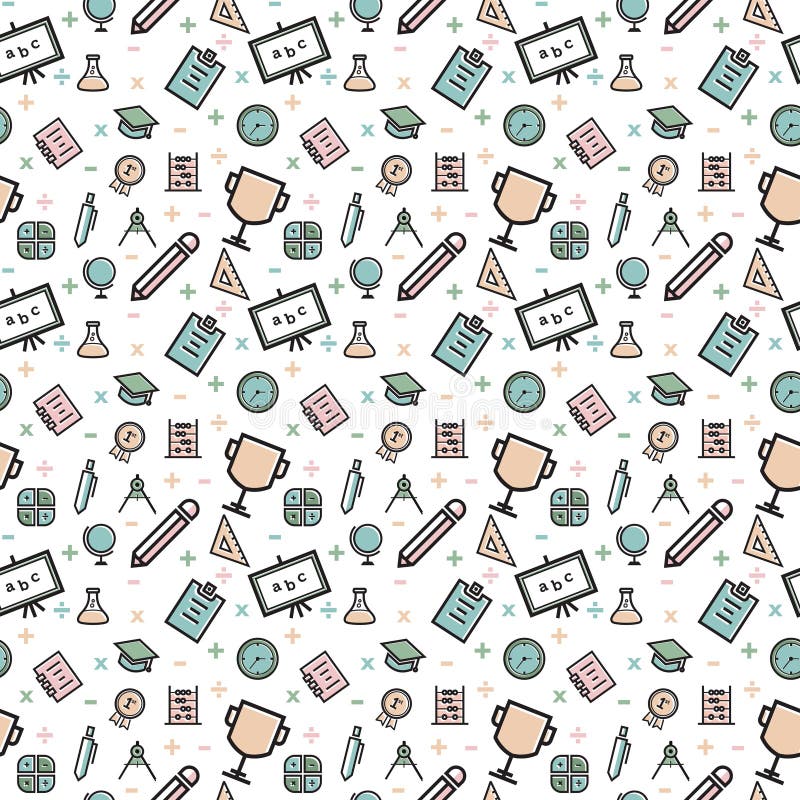 Seamless Pattern of Education Student Study at School Stock Vector ...