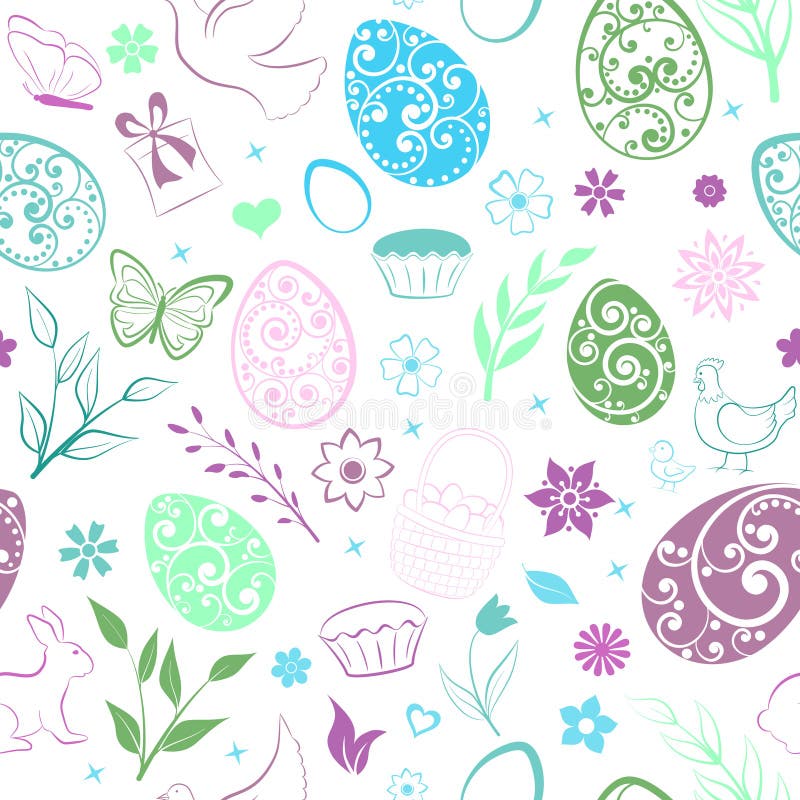 Seamless Pattern Of Colored Religious Symbols Stock Vector ...