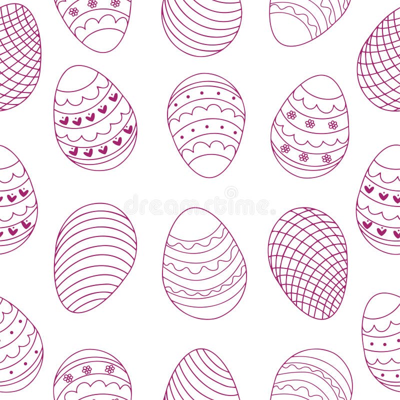 Seamless Pattern of Eggs, Hand-drawn. Decorative Set of Eggs Stock ...