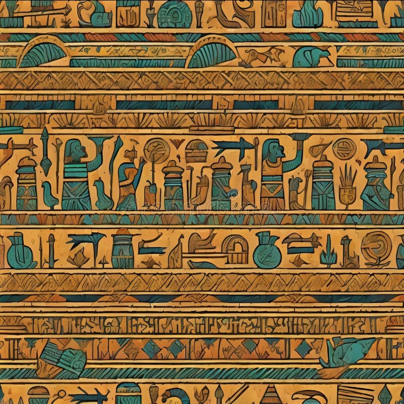 Seamless Pattern with Egyptian Hieroglyphs. Vector Illustration Stock ...