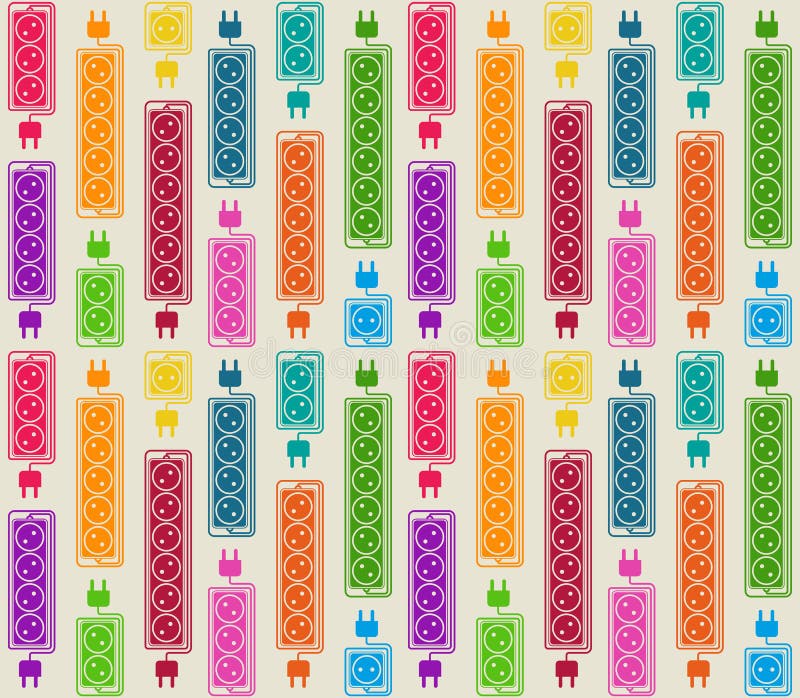 Seamless Pattern of Electrical Extension Cords in Flat Style Stock ...