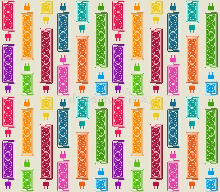 Seamless Pattern of Electrical Extension Cords in Flat Style Stock ...
