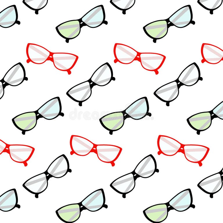 Seamless Pattern of Elegant Glasses with Clear and Multi Colored Lenses ...