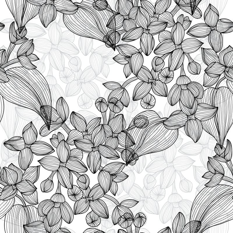 Graceful Seamless Floral Pattern Coloring Page Stock Vector ...