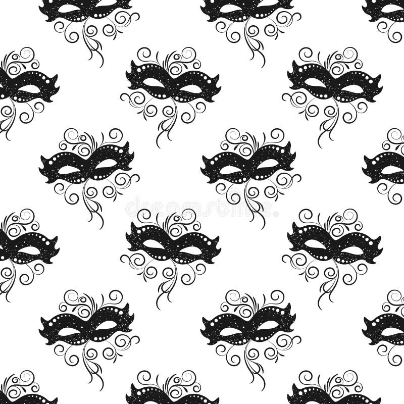 Masquerade Carnival Masks, Outline Drawing Set. Illustration, Sketch ...