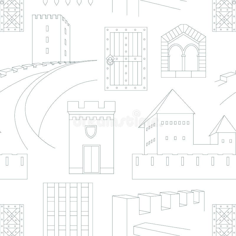 Castles on a White - Seamless Vector Texture Stock Vector ...