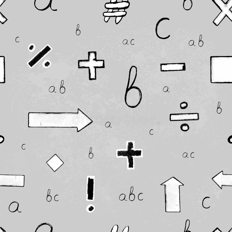 Seamless Pattern. Sketch of a Elements of Grammar and Mathematics Drawn ...