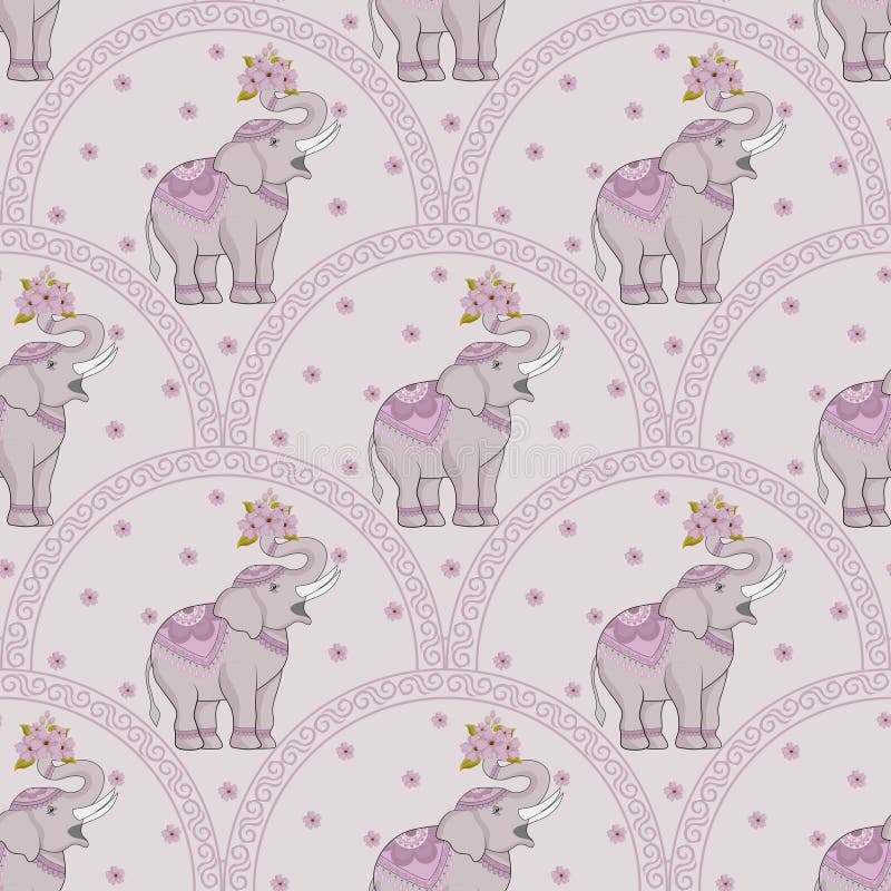 Seamless Pattern with Elephants. Ethnic Elephant. Vector Endless ...