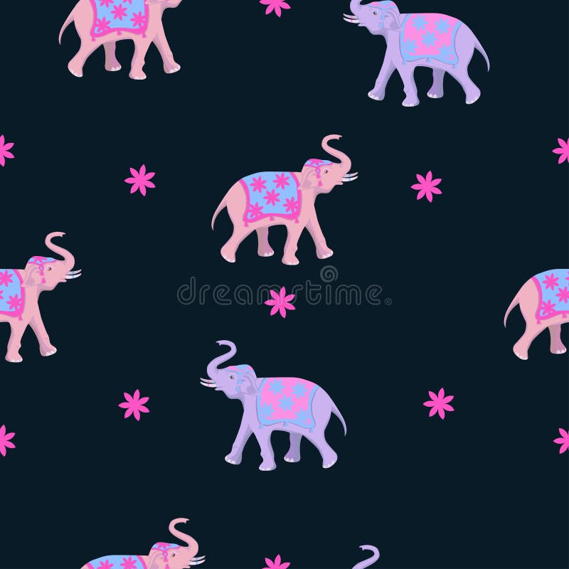 Elephants Flowers Seamless Pattern Background Stock Illustrations – 213 ...