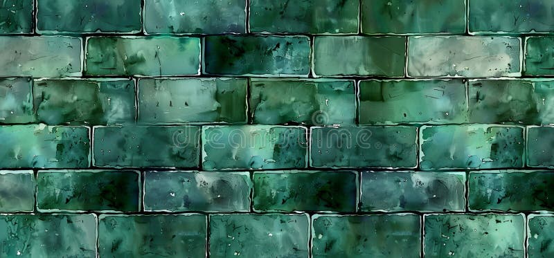 Seamless Emerald Green Brick Tile Pattern Stock Illustration ...