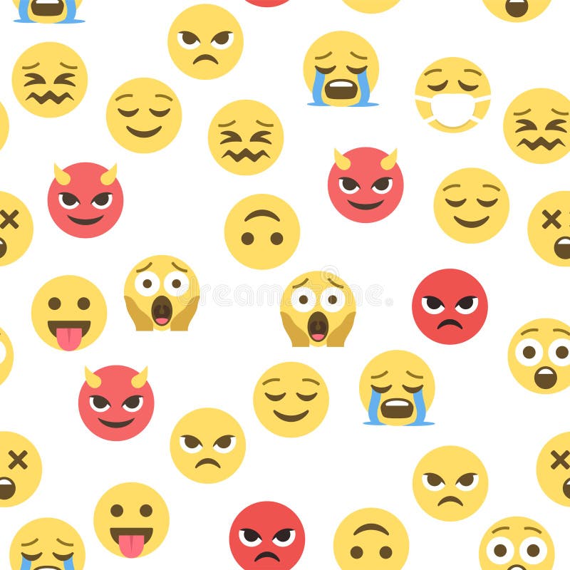 Seamless Pattern of Emoticons and Emoji, Emoji Vector Illustration ...