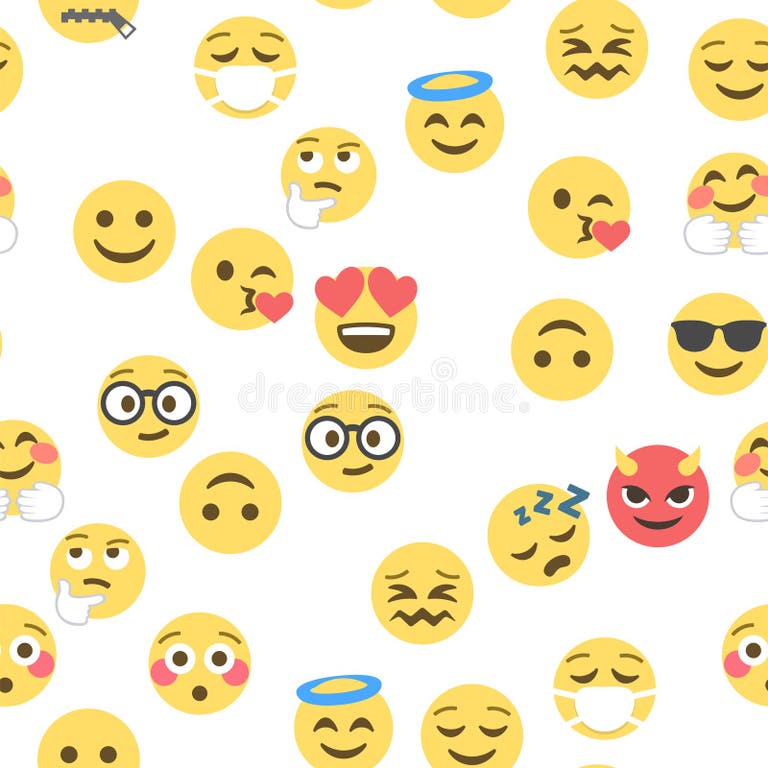 Seamless Pattern of Emoticons and Emoji, Emoji Vector Illustration ...