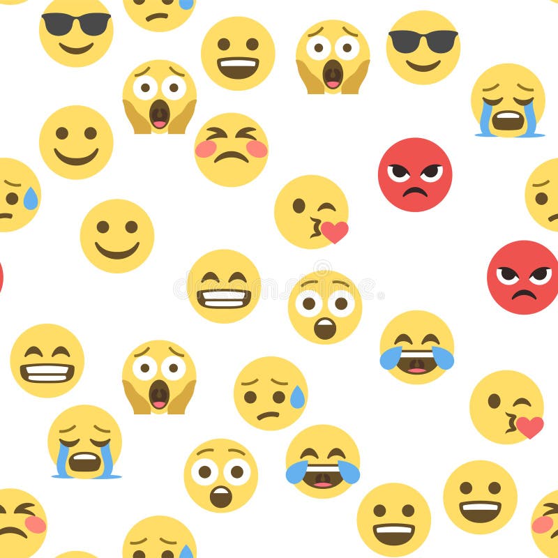 Seamless Pattern of Emoticons and Emoji, Emoji Vector Illustration ...