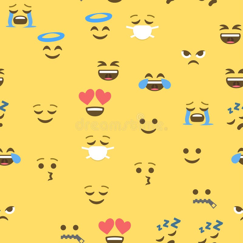 Seamless Pattern of Emoticons and Emoji, Emoji Vector Illustration ...