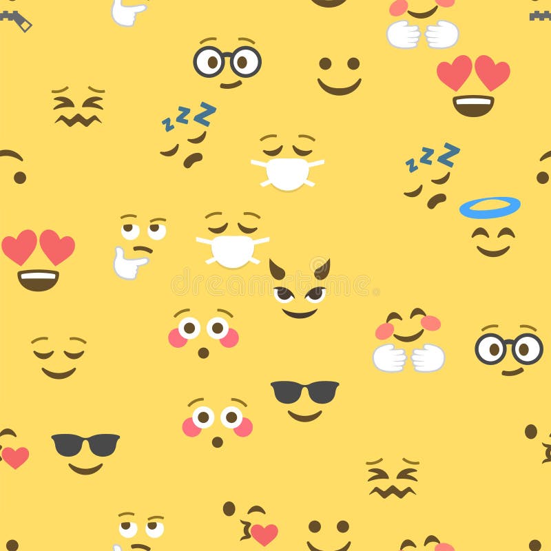 Seamless Pattern of Emoticons and Emoji, Emoji Vector Illustration ...