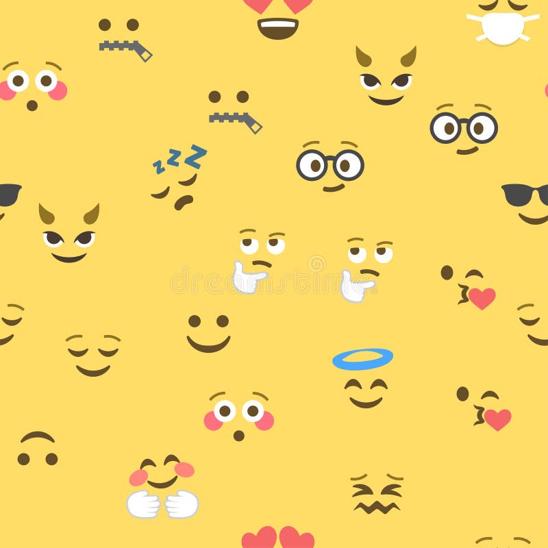 Seamless Pattern of Emoticons and Emoji, Emoji Vector Illustration ...