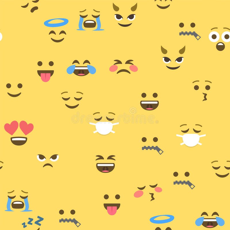 Seamless Pattern of Emoticons and Emoji, Emoji Vector Illustration ...