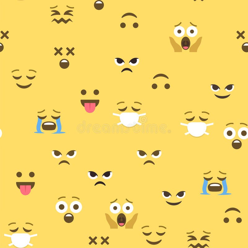 Seamless Pattern of Emoticons and Emoji, Emoji Vector Illustration, Emoji Background for Social ...