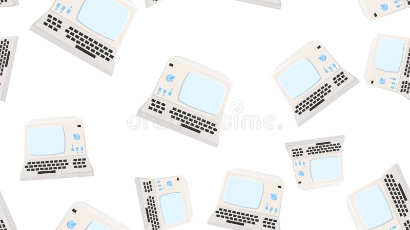 Seamless Pattern Endless Computer with Old Retro Computers, Vintage ...