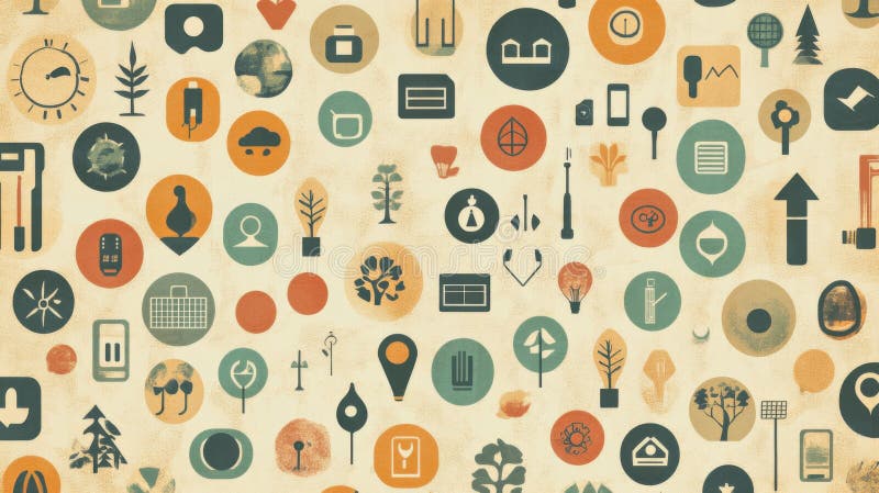 Seamless Pattern with Energy Icons on a Textured Paper - Vector ...