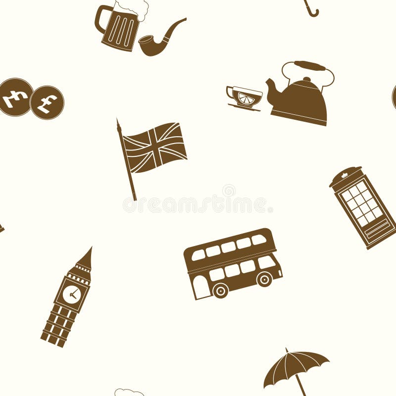 Seamless Pattern with England Icons Stock Vector - Illustration of ...