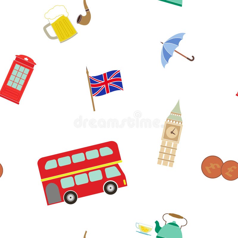 Seamless Pattern with England Icons Stock Vector - Illustration of ...