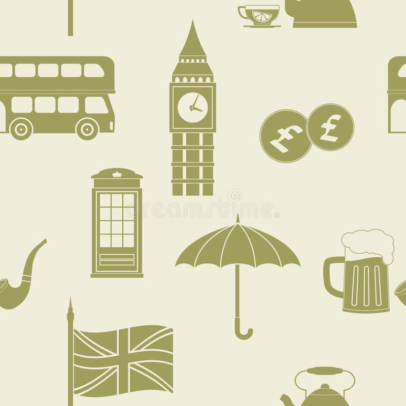 Seamless Pattern with England Icons Stock Vector - Illustration of icon ...