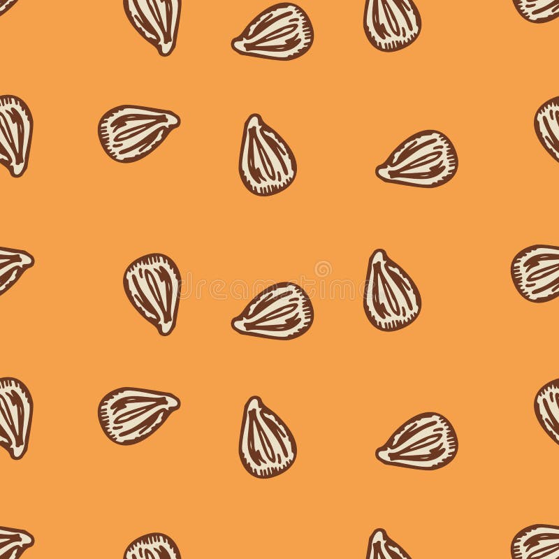 Seamless Pattern Engraved Seeds. Vintage Background Plants Kernels in ...