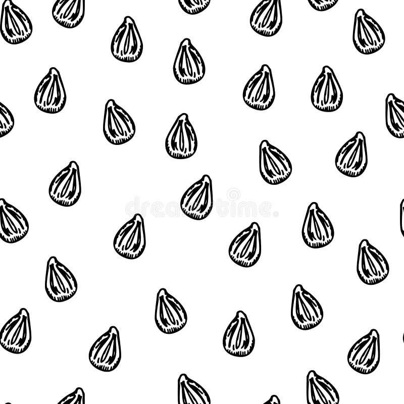 Seamless Pattern Engraved Seeds. Vintage Background Plants Kernels in ...