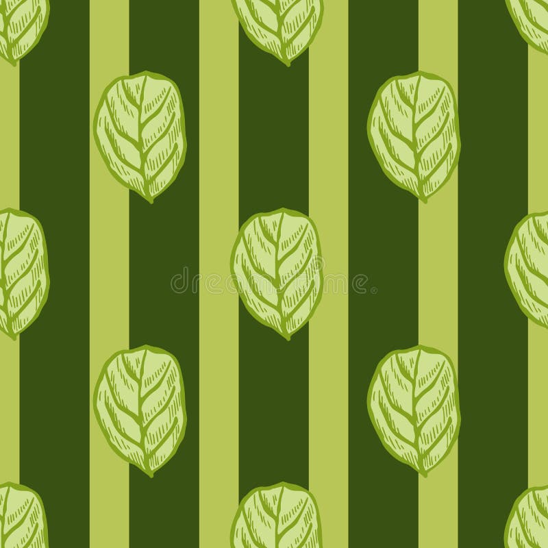 Seamless Pattern Engraved Tree Leaves. Vintage Background Botanical ...