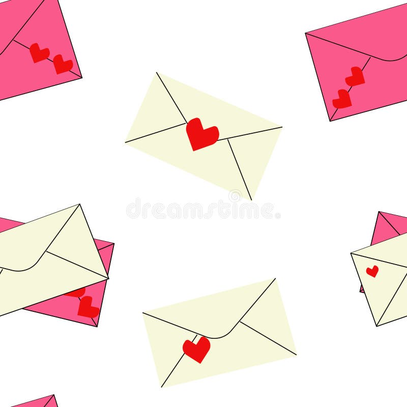 SEamless Pattern with Envelopes Isolated with Hearts, Wallpaper Stock Vector - Illustration of ...