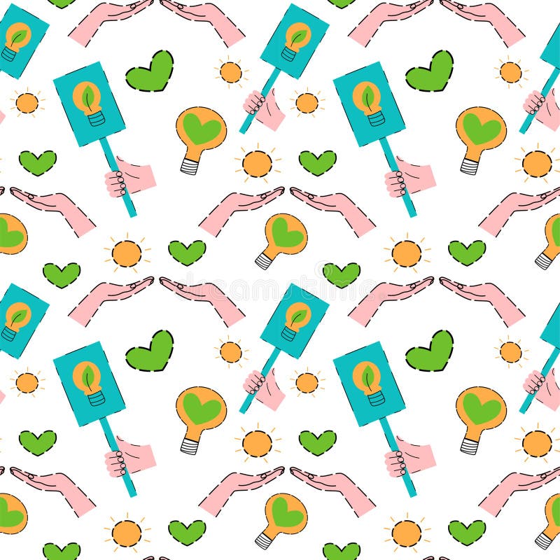Seamless Pattern ESG Concept. Eco-friendly, Sustainable Background ...