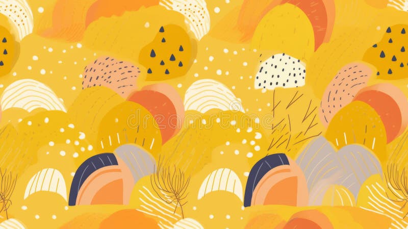 Seamless Pattern in Ethnic Boho Style with Fancy Rainbows and Abstract ...