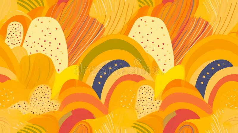 Seamless Pattern in Ethnic Boho Style with Fancy Rainbows and Abstract ...