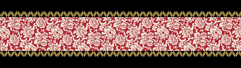 Seamless Pattern with Ethnic Borders Flowers. Vector Floral ...