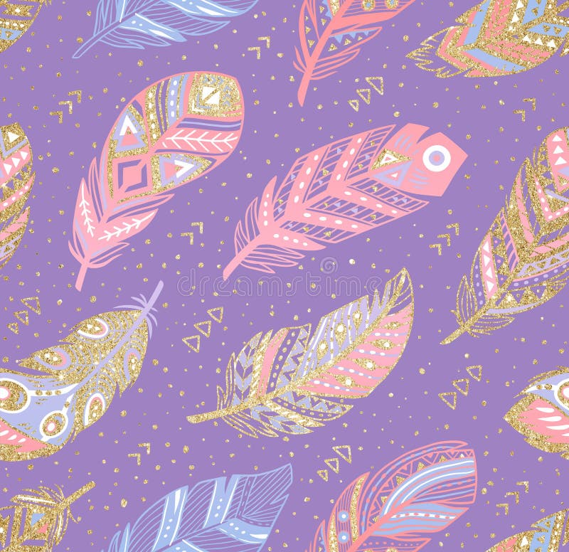 Tribal Boho Aztec Endless Background. Hand Drawn Illustration. Stock ...