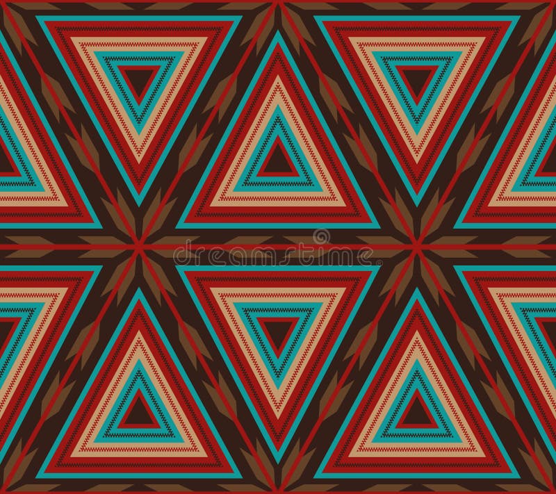 Seamless Pattern with Ethnic Motifs in 5 Colors Stock Illustration ...