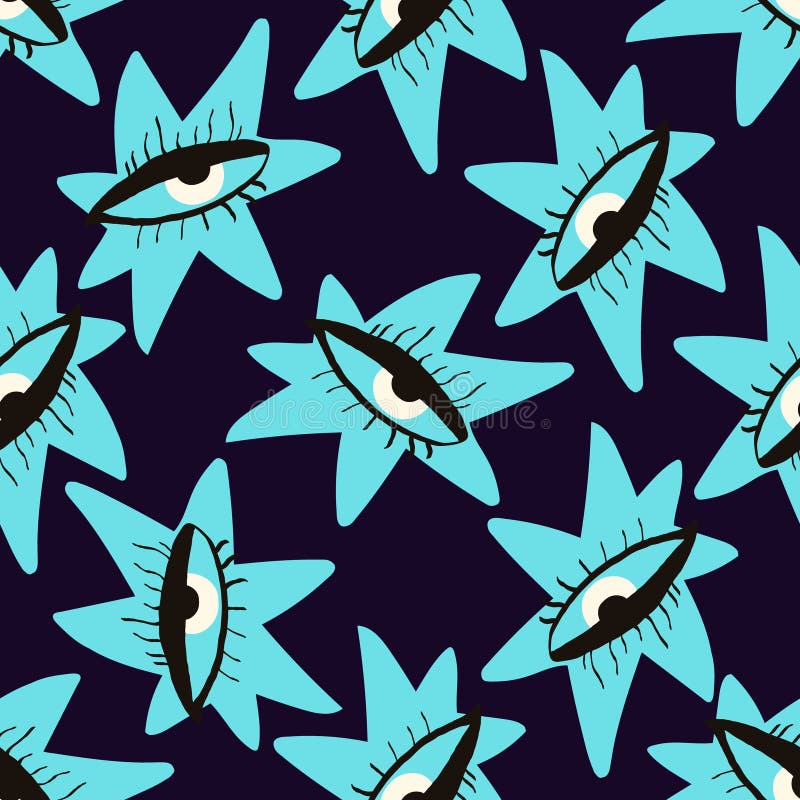 Seamless Pattern with Ethnical Magical Mystical Eyes. Stock Vector ...
