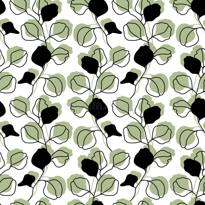 Seamless Pattern with Eucalyptus Branch and Leaves. Eucalyptus Leaf and ...