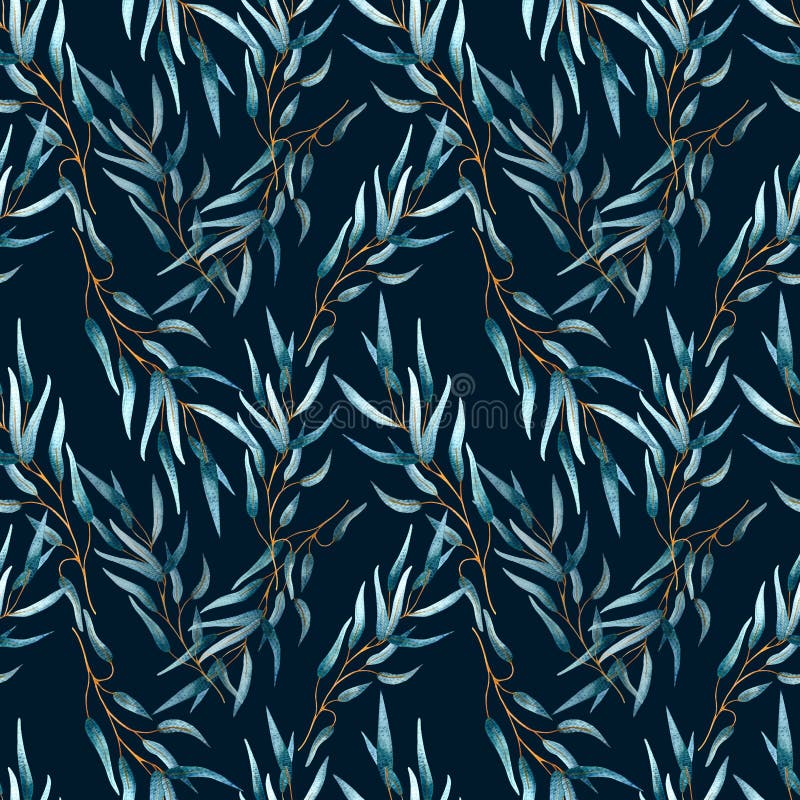 Seamless Pattern Eucalyptus Stock Illustration - Illustration of floral ...