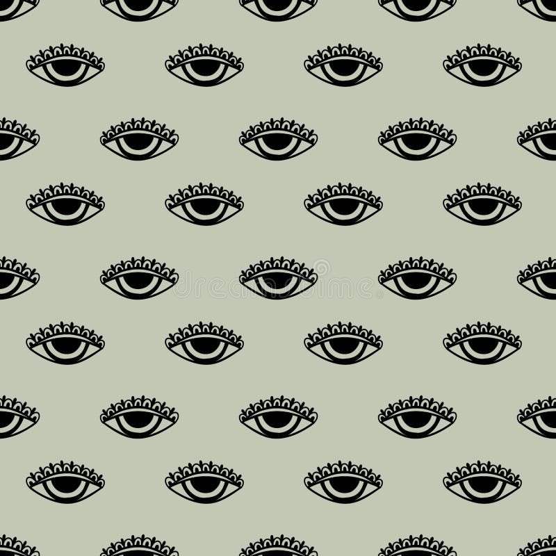 Seamless Pattern Evil Eye Third Element Hand Drawn.Esoteric Mystic ...