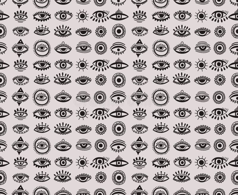 Seamless Pattern Evil Eye Third Element Hand Drawn.Esoteric Mystic ...