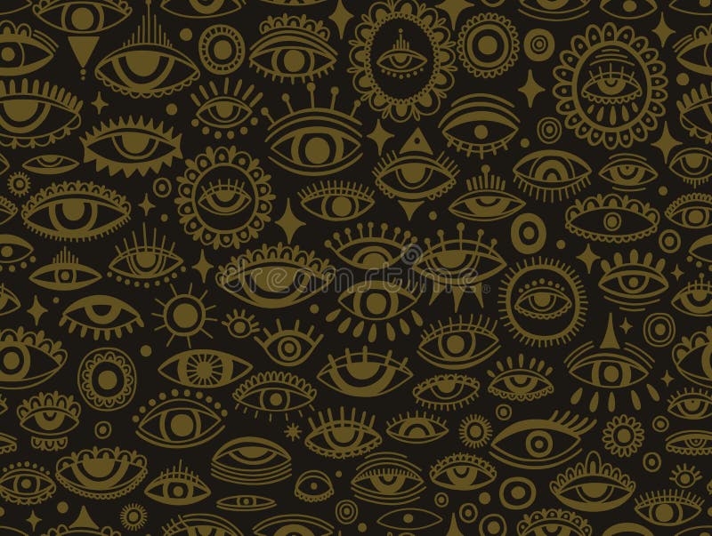 Seamless Pattern Evil Eye Third Element Hand Drawn.Esoteric Mystic ...