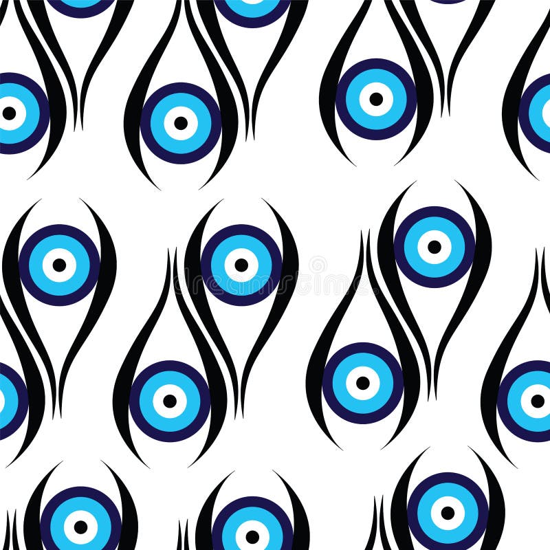 Seamless Pattern with Evil Eye Vector Stock Vector - Illustration of ...