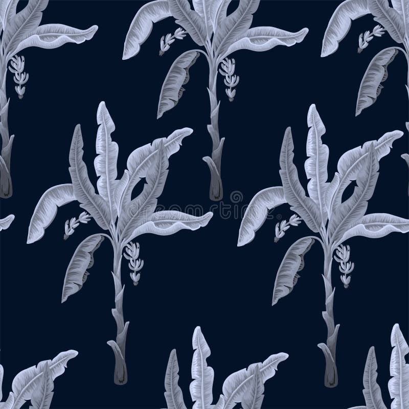 Seamless Pattern with Exotic Banana Trees. Interior Vintage Wallpaper ...