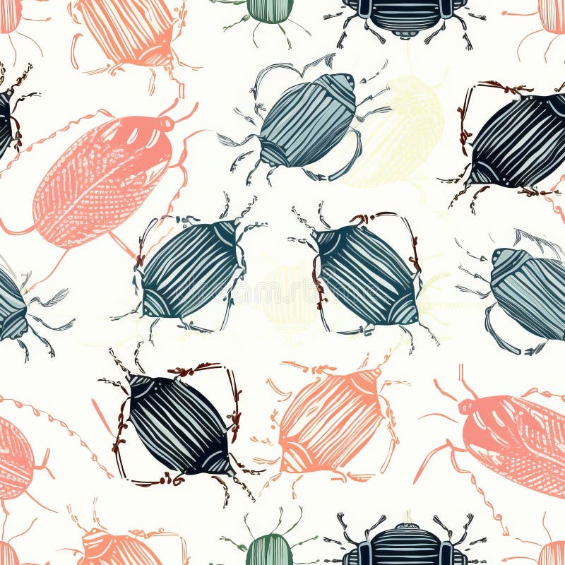 Seamless Pattern with Exotic Beetles. Stock Illustration - Illustration ...