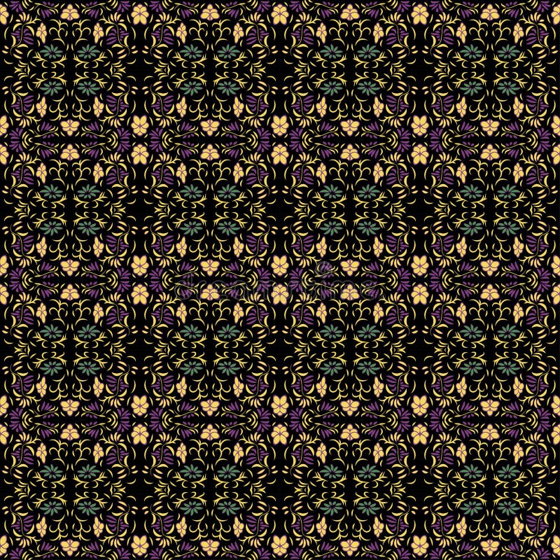 Seamless Pattern Exotic Shapes with Flowers and Leaves Plants Stock ...