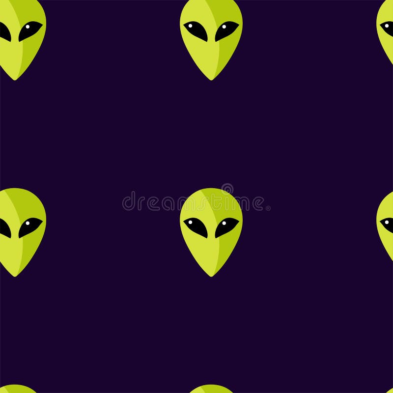 Seamless Pattern with Extraterrestrial Alien Face Stock Vector ...