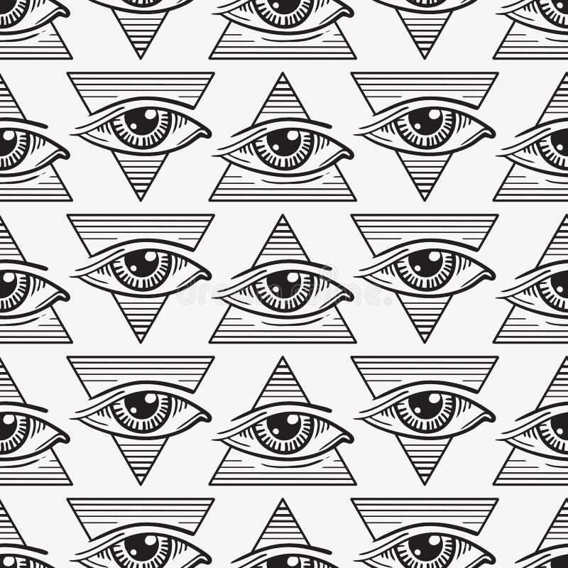 Seamless Pattern of the Eye in the Triangle in the Style Stock Vector ...